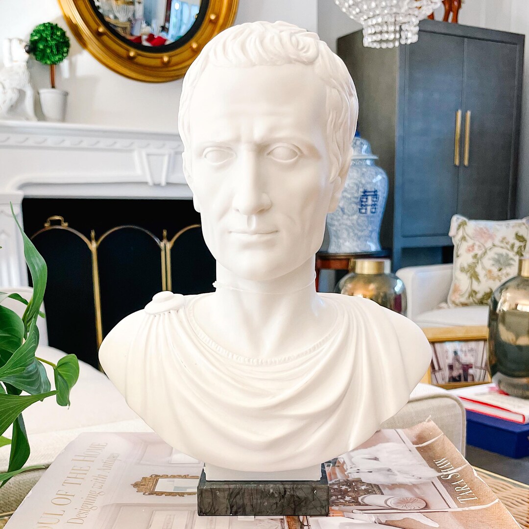 Roman Emperor Julius Caesar Bust Sculpture on Marble Base - Etsy