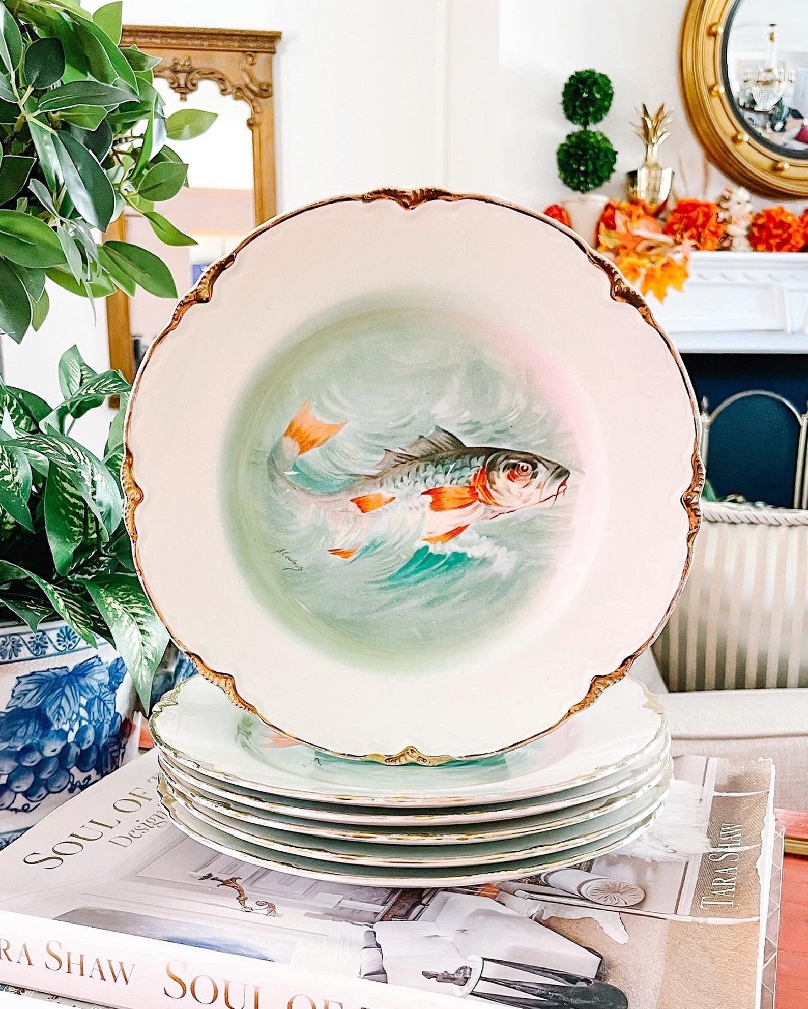 Antique American Fish Plates Set of 6 Dinner Fish Plates - Etsy