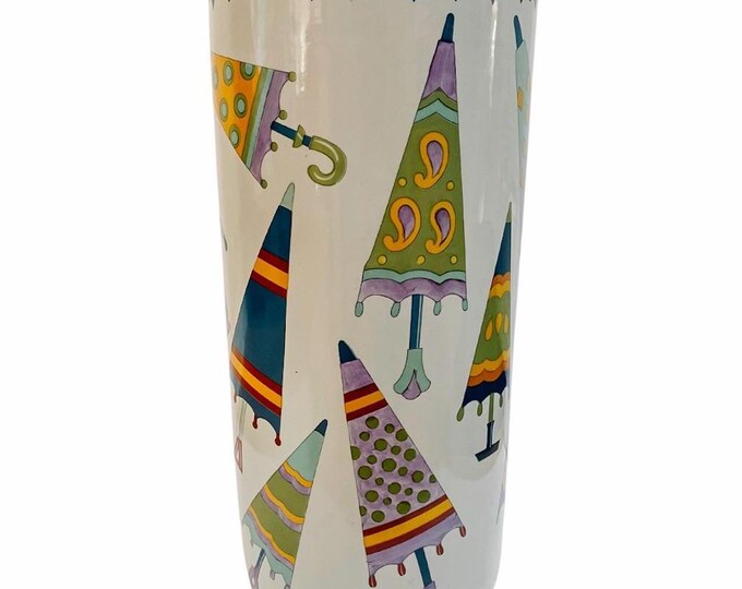 Vintage Umbrella Stand With Illustrated Umbrellas, Vintage Umbrella ...