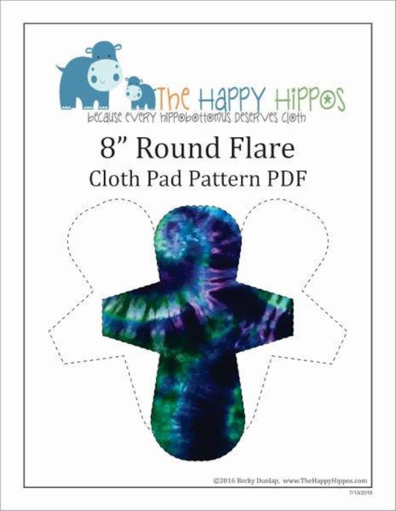 The Happy Hippos 8" Round Sewing PDF Cloth Pad Pattern and Instructions ...