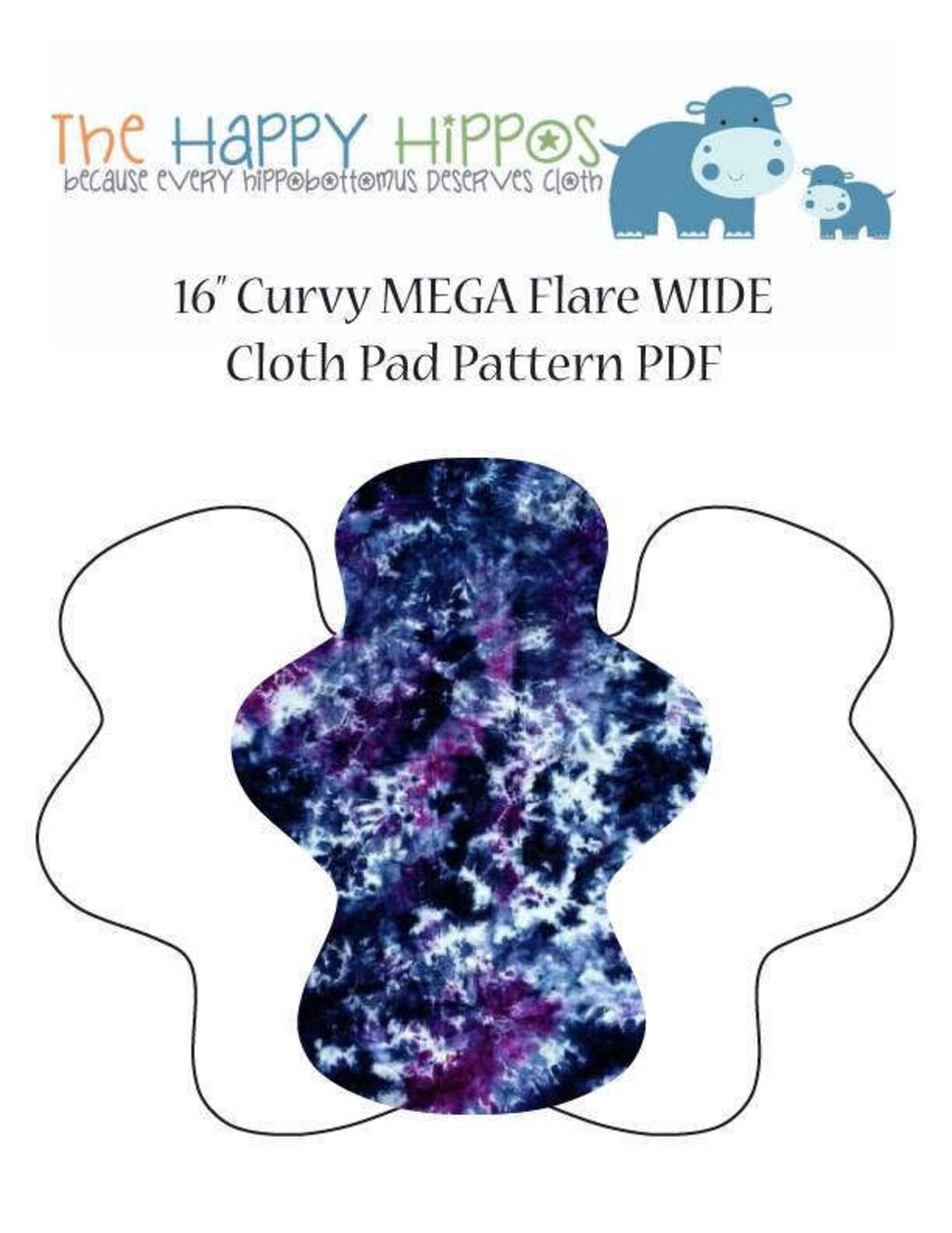 The Happy Hippos 16" WIDE Width Curvy MEGA Flare Sewing PDF Cloth Pad ...