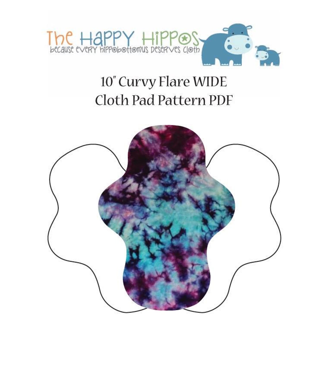 The Happy Hippos 10" WIDE WIDTH Curvy Flare Sewing PDF Cloth Pad ...