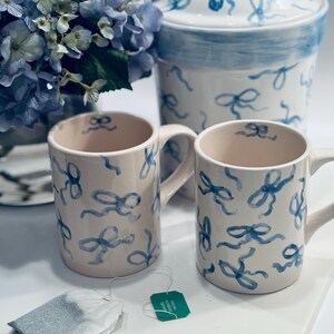 Blue Bows Mug Hand Painted - Etsy