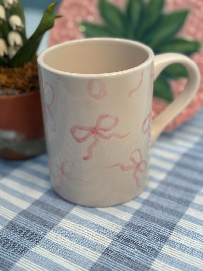 Pink Bows Mug Hand Painted - Etsy
