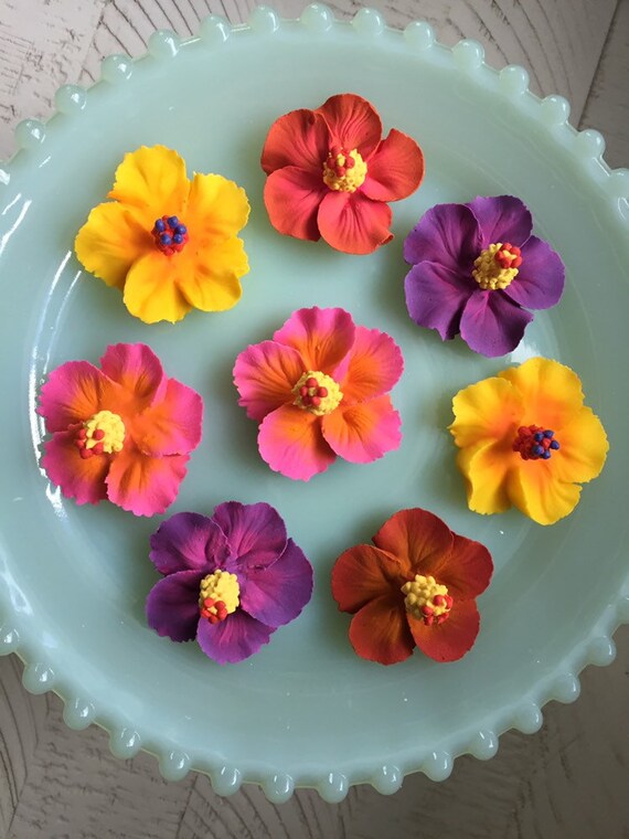 Royal Icing Edible Hibiscus Flowers - Etsy