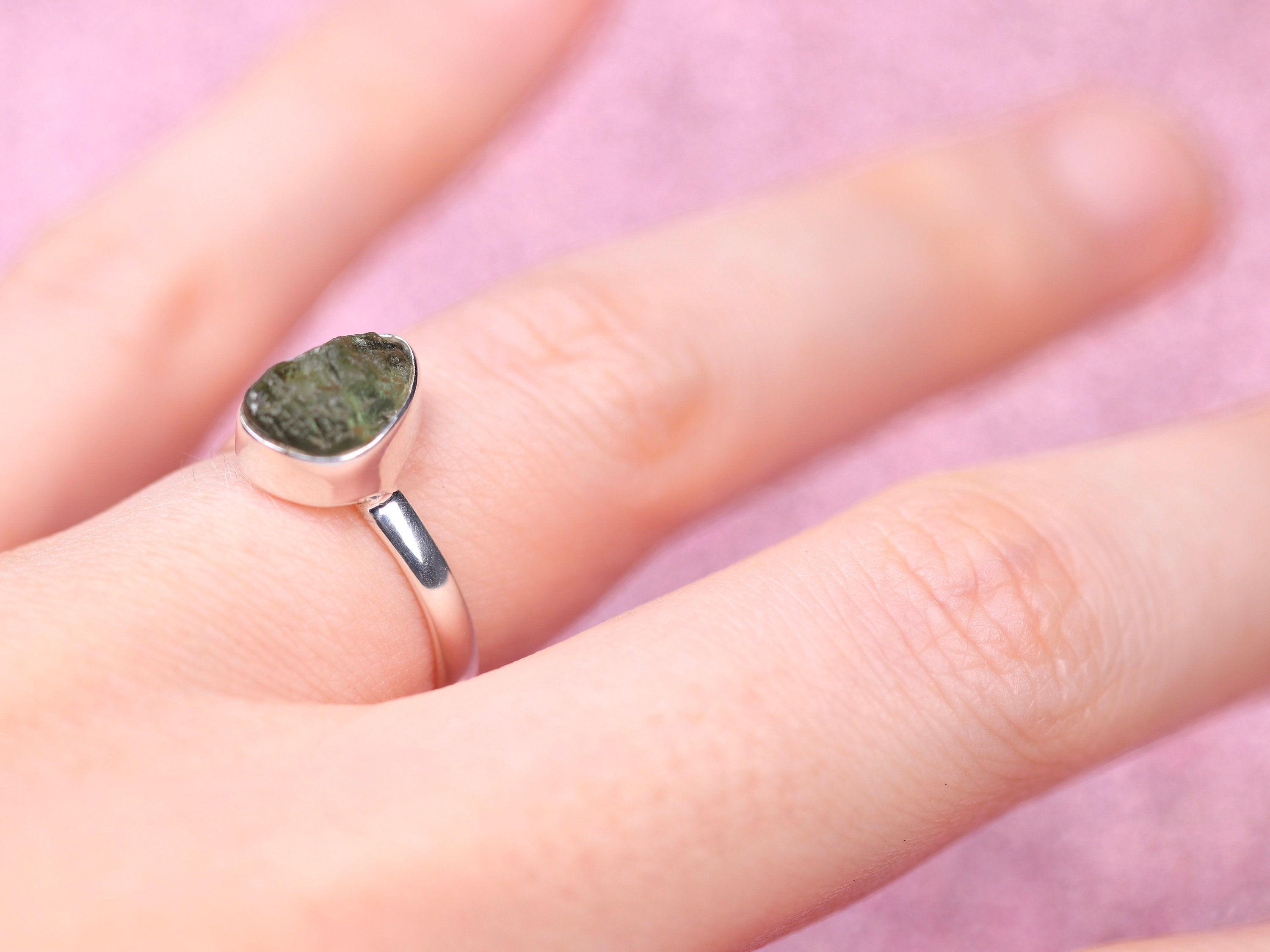 Size 6 Sterling Silver Moldavite Ring One of a Kind Raw | Etsy