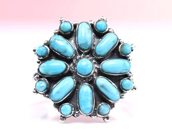Large Sterling Silver Turquoise Cluster Pendant abigail 2 3/4 - Etsy