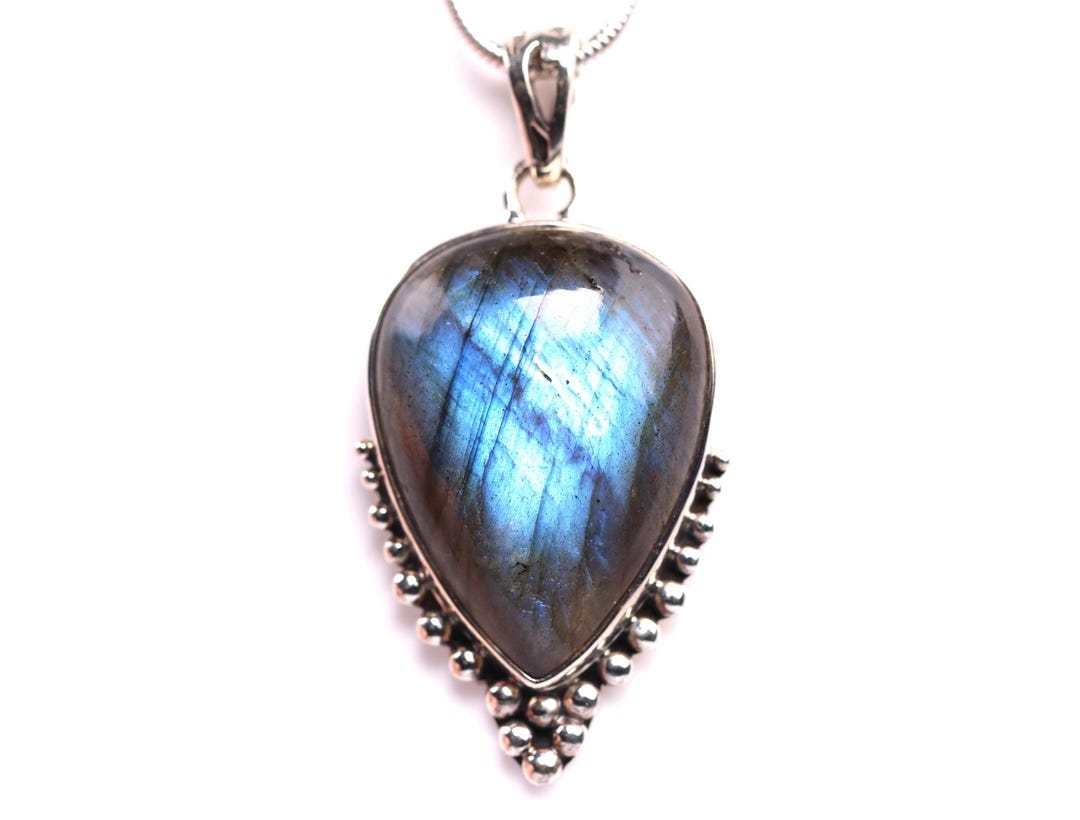 Full Flash Blue Labradorite Pendant - One of a Kind Sterling Silver ...