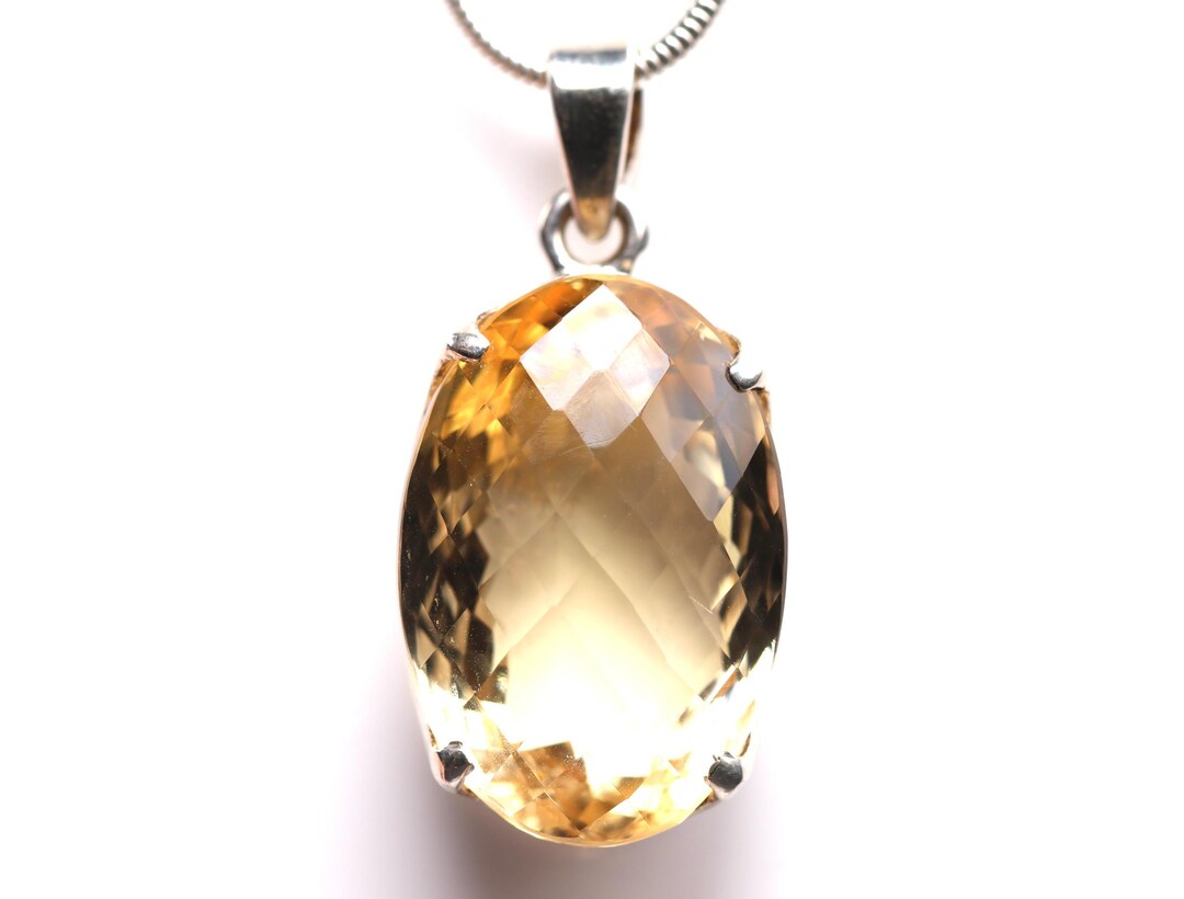 Large AAA Quality Citrine Pendant - Sterling Silver Large Citrine ...