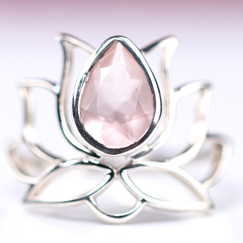 Pink Quartz Ring Flower - Etsy