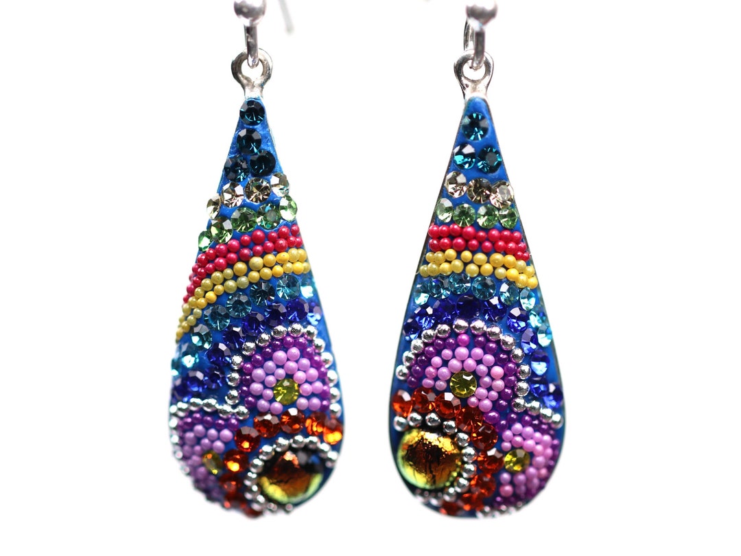 Sterling Silver Micro Mosaic Earrings - Featuring Dichroic Glass ...