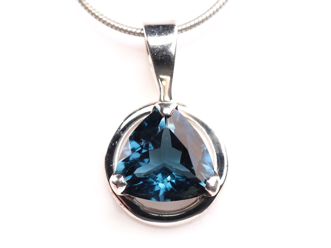 London Blue Topaz Pendant - Sterling Silver Blue Topaz Necklace ...
