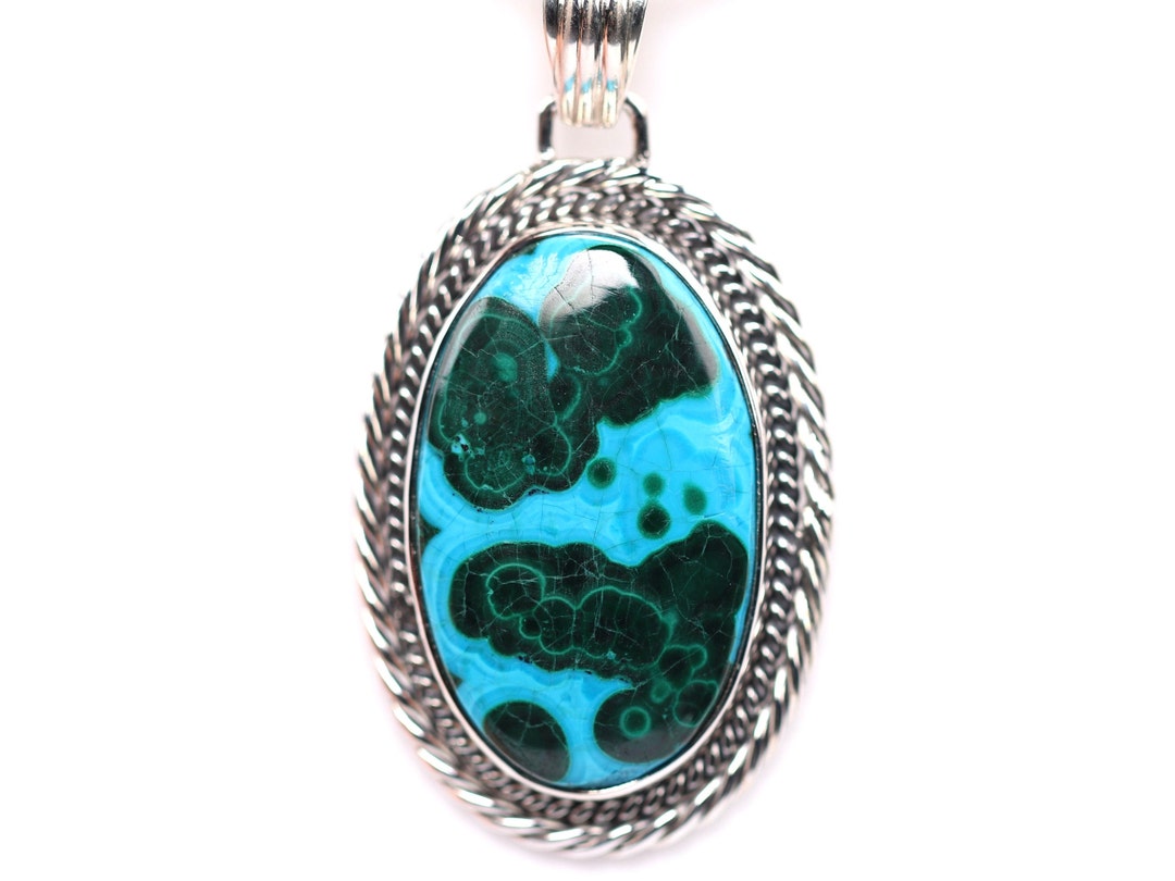 AAA Quality Malachite and Azurite Pendant - Sterling Silver One of a ...
