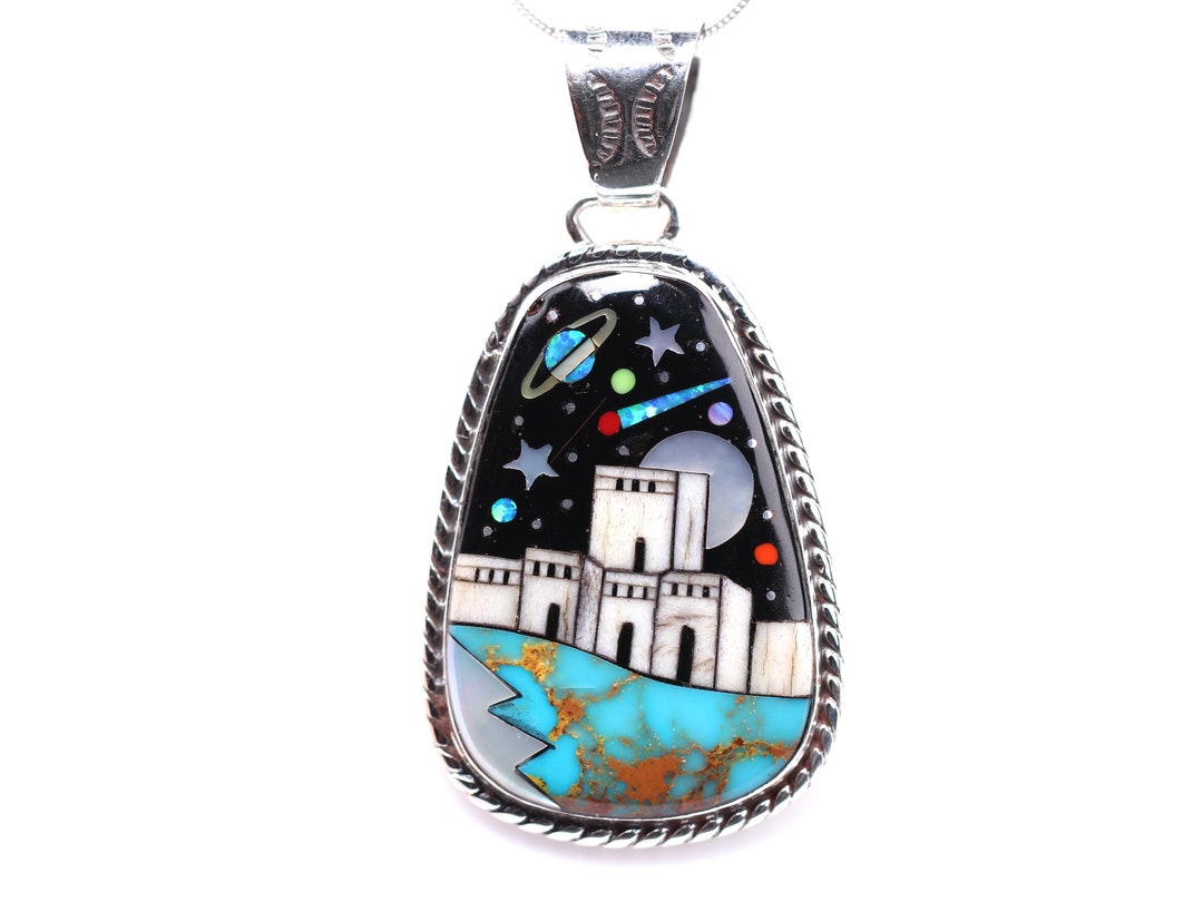 Sterling Silver Night Sky Outer Space Inlay Pendant One of a - Etsy
