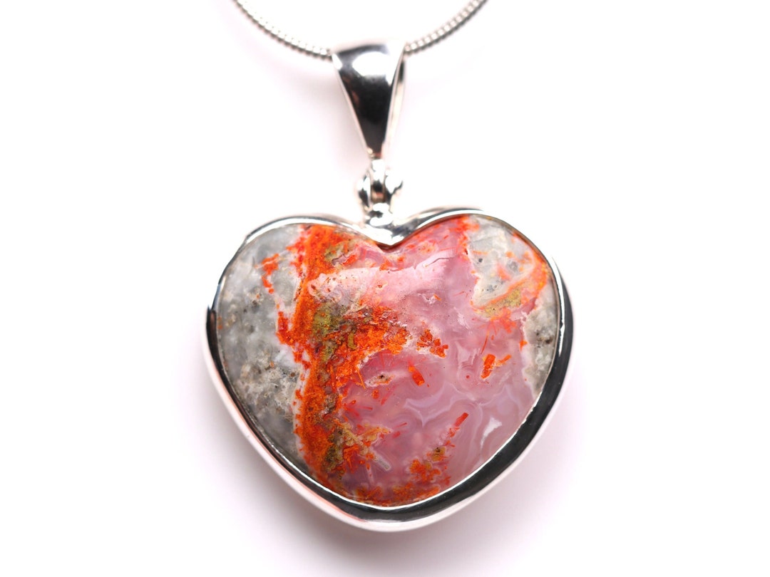 Genuine Magma Chalcedony Pendant Heart Shape Gemstone in Sterling ...