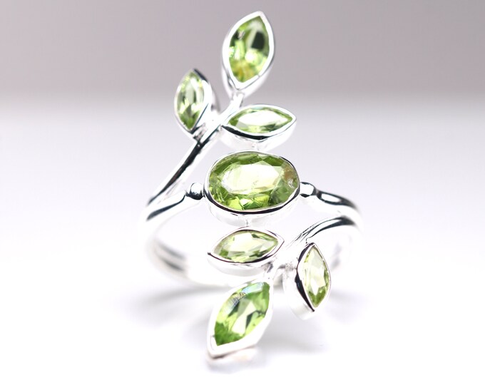 Sterling Silver Peridot Ring - Natural Peridot Statement Ring - August ...