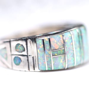 Sterling Silver White Fire Opal Inlay Ring - Hawaiian White Opal ...