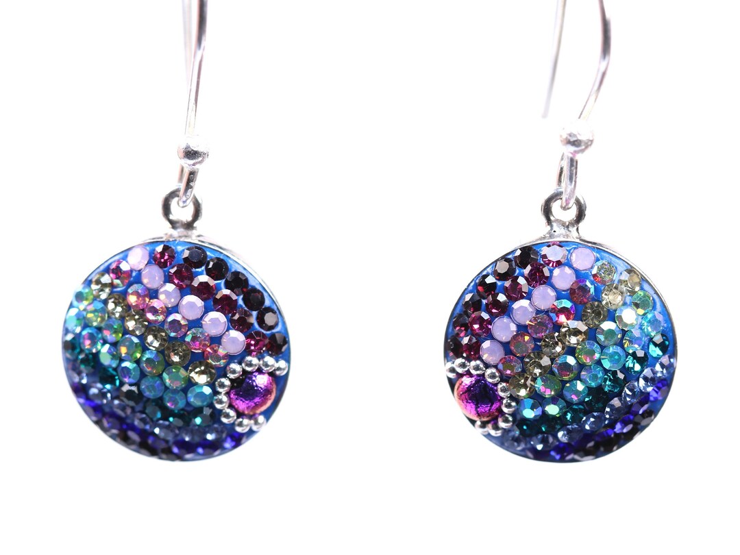 Sterling Silver Micro Mosaic Earrings - Featuring Dichroic Glass ...