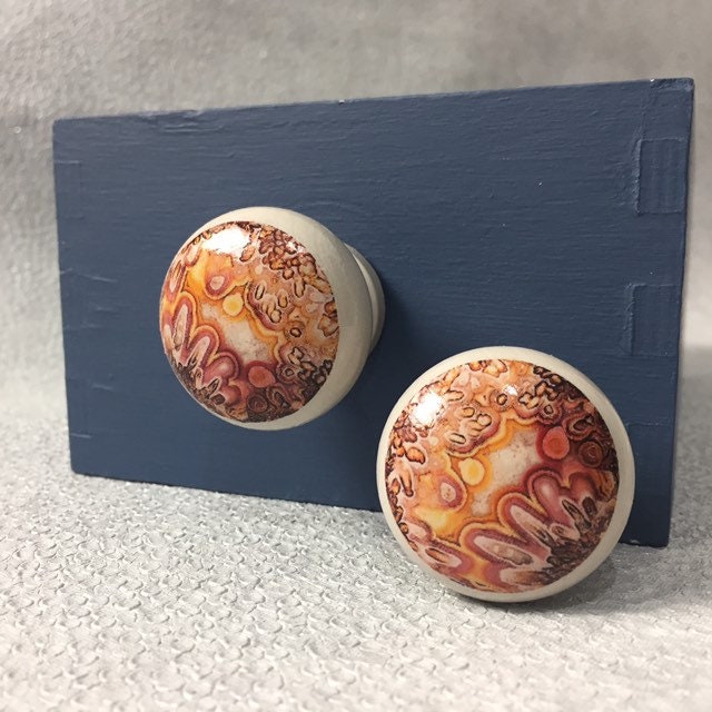 Orange Geode Knob Orange Drawer Knob Pull Dresser Knob | Etsy