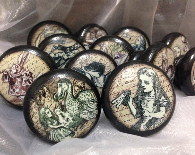 Alice in Wonderland Drawer Knobs, Alice Cupboard Knobs, Alice Dresser ...
