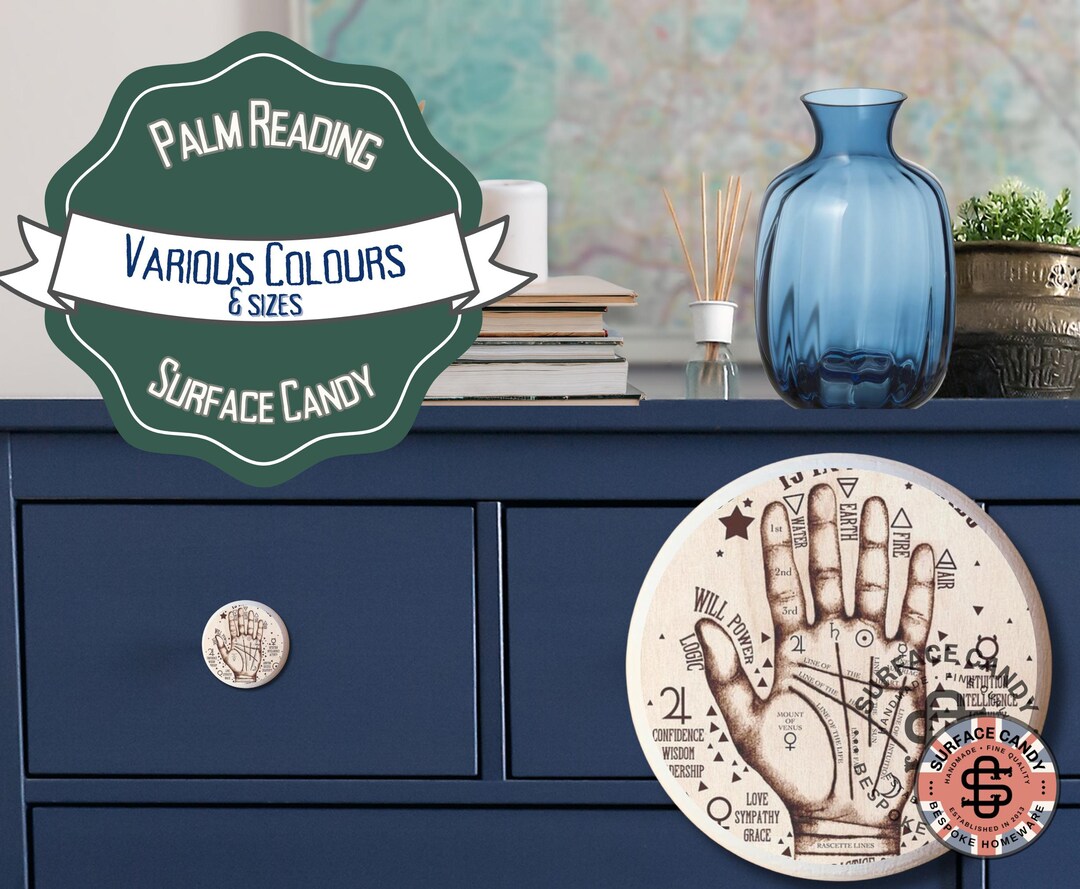 Palm Reading Wooden Knobs, Chunky Wooden Knobs for Kitchens, Furniture ...