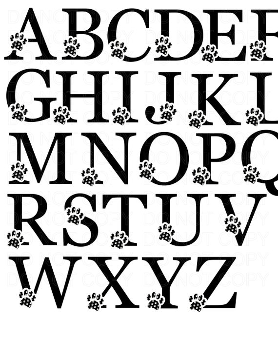 Paw Print Alphabet | Etsy