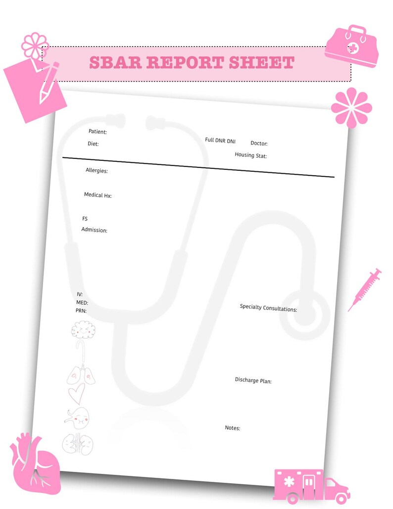 NURSE SBAR SHEET - Etsy