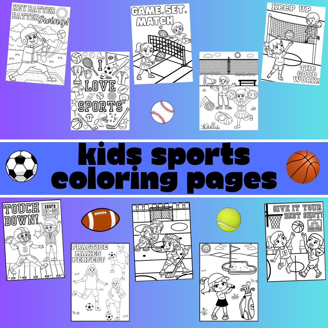 Kids Sports Coloring Pages, Digital Download, Printable Coloring Pages ...