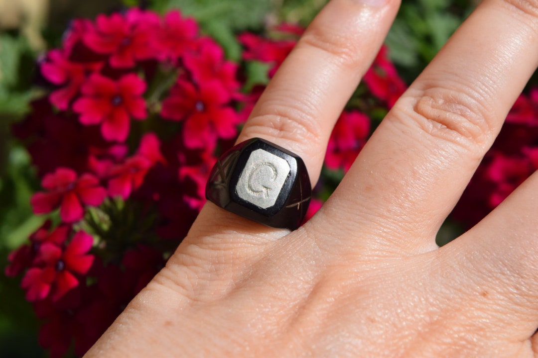 Prison Ring Vintage Remembrance Ring Celluloid Silver Tone Metal ...