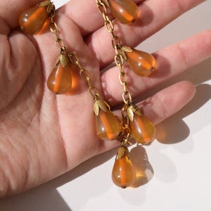 Bakelite Necklace Vintage Apple Juice Bakelite Teardrops and Brass ...