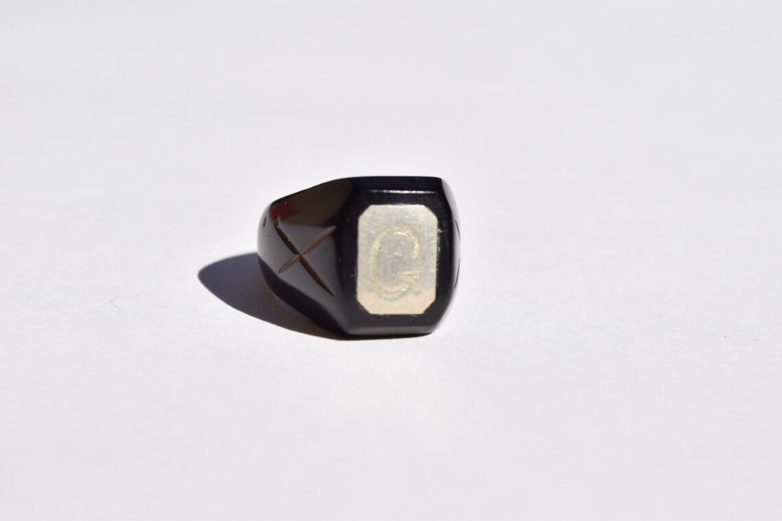 Prison Ring Vintage Remembrance Ring Celluloid Silver Tone - Etsy