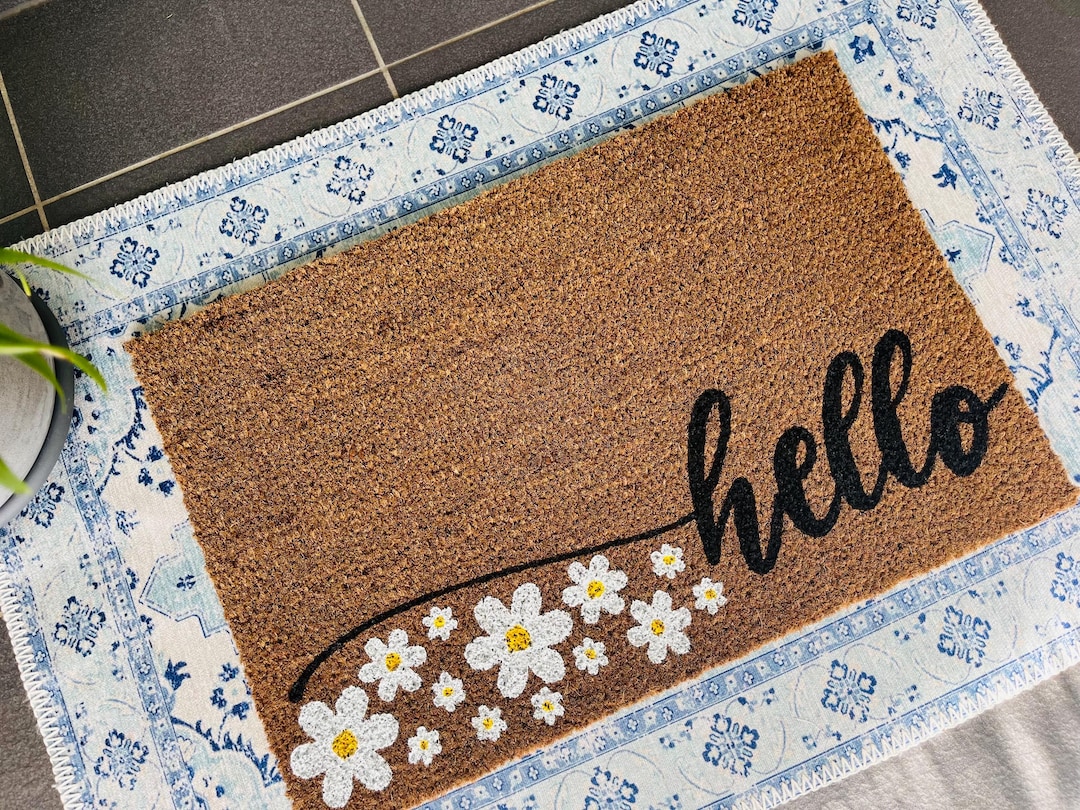 Daisy Flower Hello Doormat Boho Welcome Mat Welcome Doormat Gift for ...