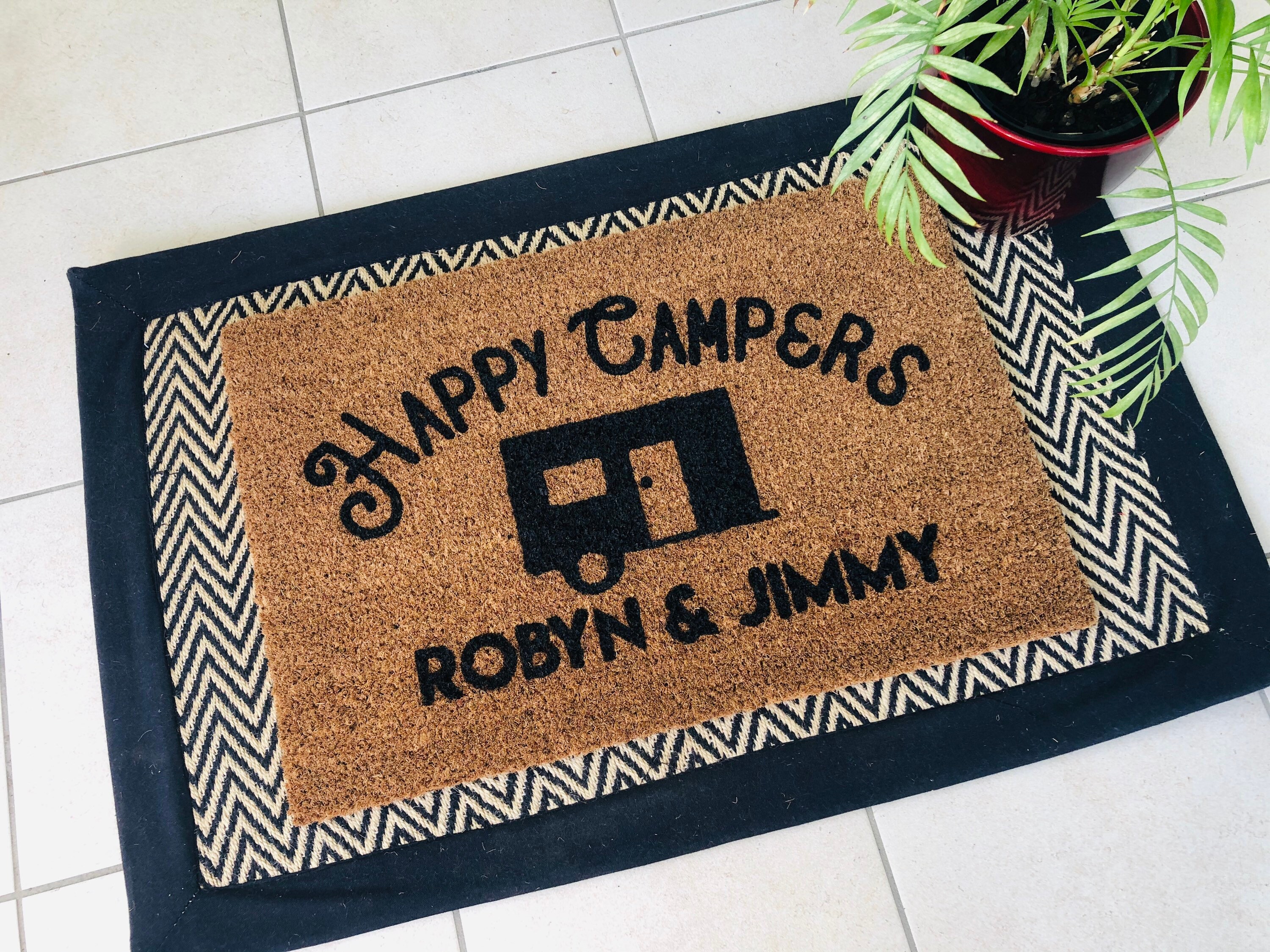 Personalised Happy Campers Coir Door Mat Camping Doormat | Etsy