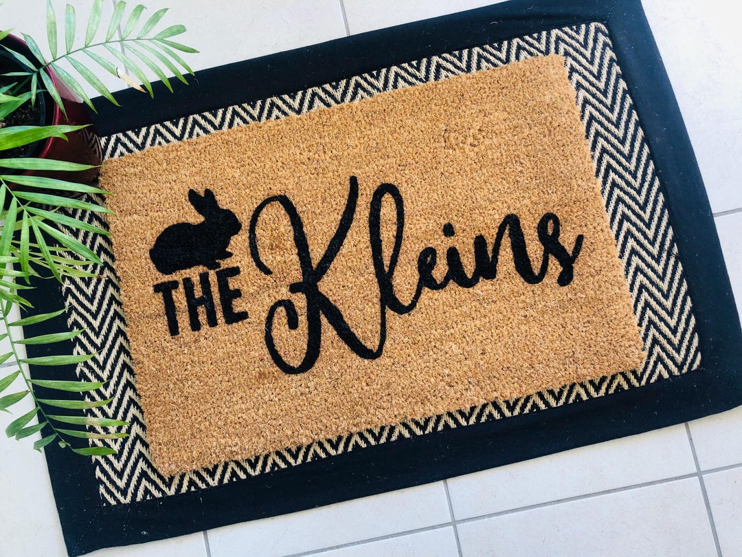 Rabbit Personalised Doormat | Bunny Custom Front Door Mat - Etsy