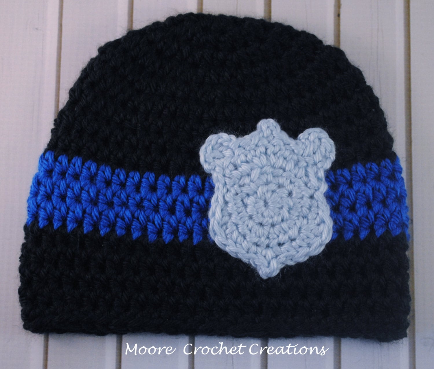 Handmade Crochet Police Officer Beanie Baby Blue Shield - Etsy