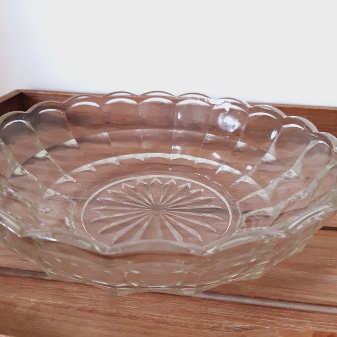 Jacobean Glass Bowl, Vintage Glass Bowl, Fruit Bowl, Serving Bowl ...