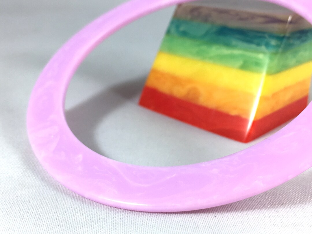 Vintage Bakelite Bangle Pale Lavender Purple Marblette Tall Slice ...