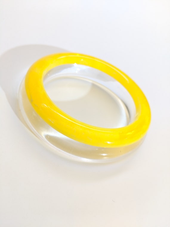 Bakelite Bracelet Yellow Prystal with Dramatic White & | Etsy