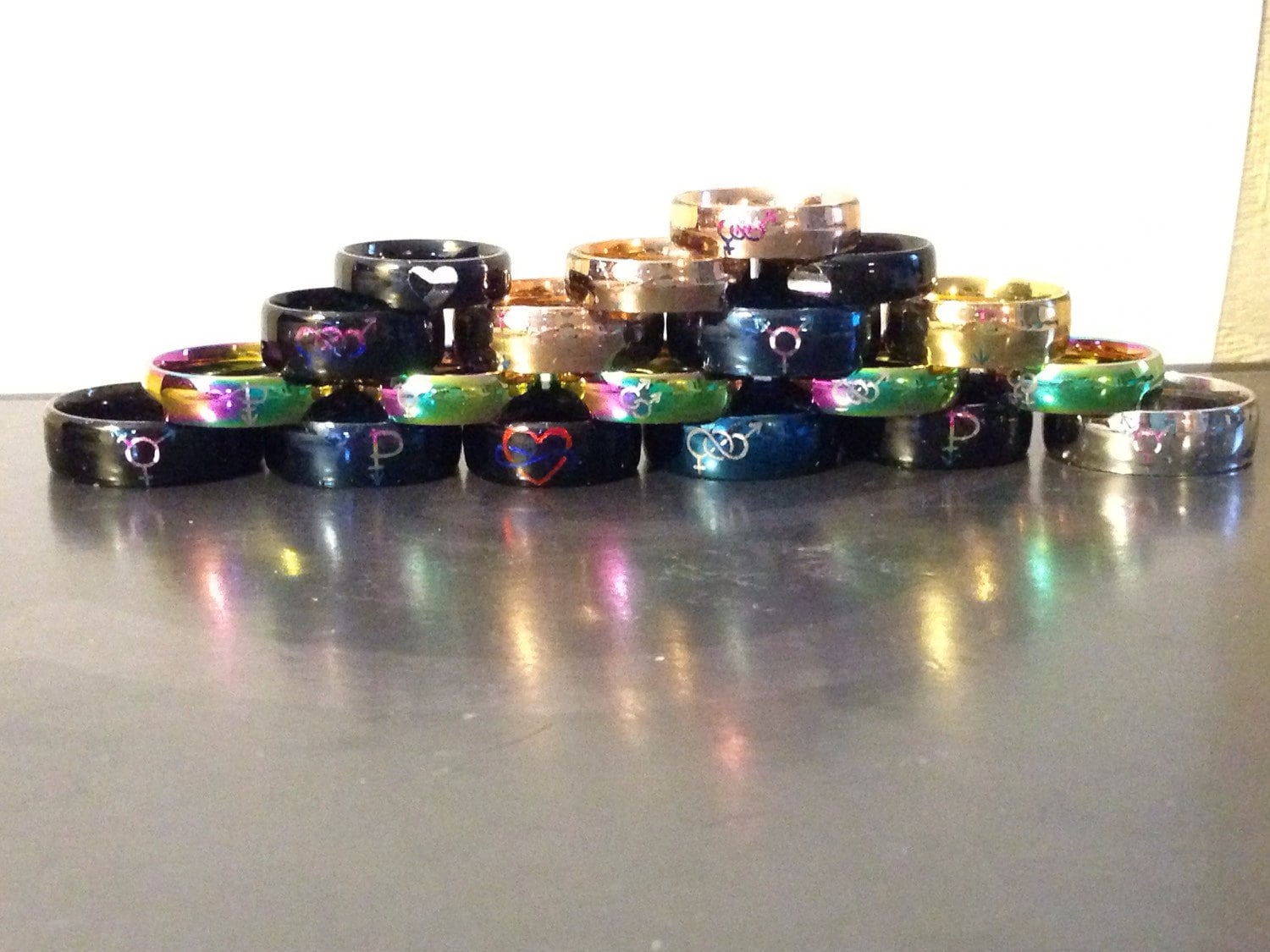 Stainless Steel Engraved LGBT Symbol Rings: Gay Lesbian - Etsy