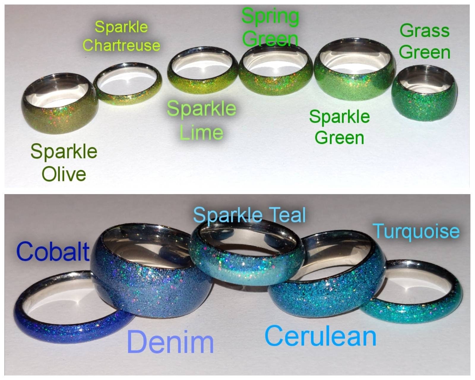 Holographic Stainless Steel and UV Resin Rings Whole Sizes 3 - Etsy