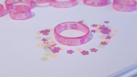 Springtime Sakura Epoxy Resin Pink Glitter Cherry Blossom | Etsy
