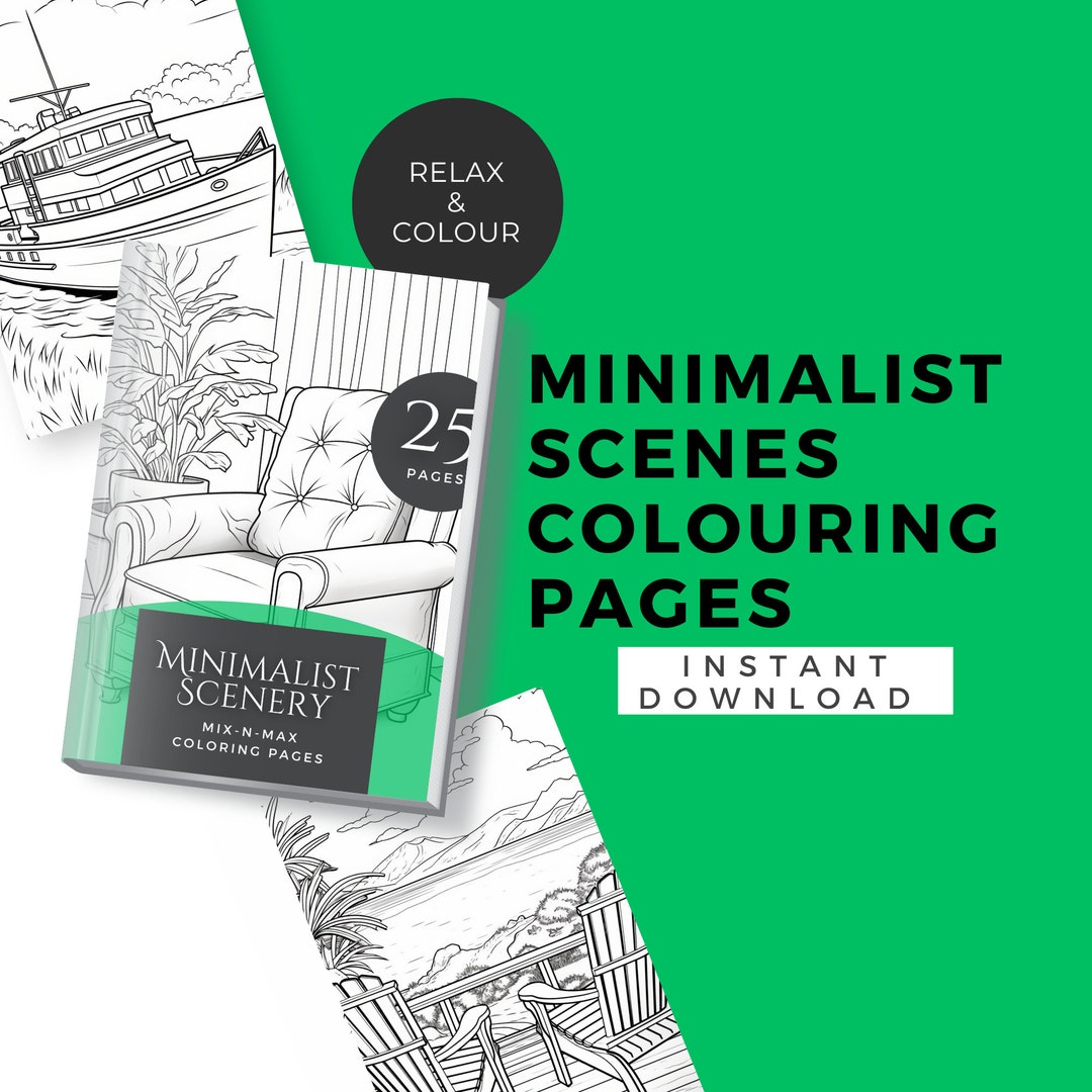 Minimalist Scenes Colouring Pages 25 Page Coloring Book - Etsy