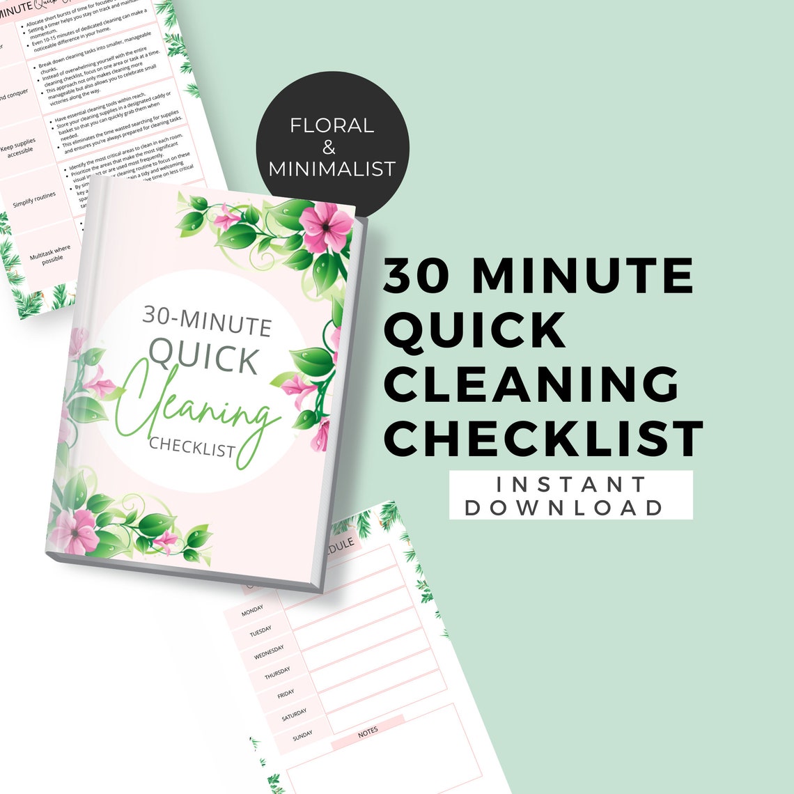 QUICK Cleaning Checklist - Instant Download - Printable 30 Minute ...