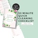 QUICK Cleaning Checklist Instant Download Printable 30 Minute Checklist ...