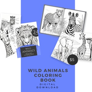 Wild Animals Colouring Pages 24 Page Coloring Book - Etsy