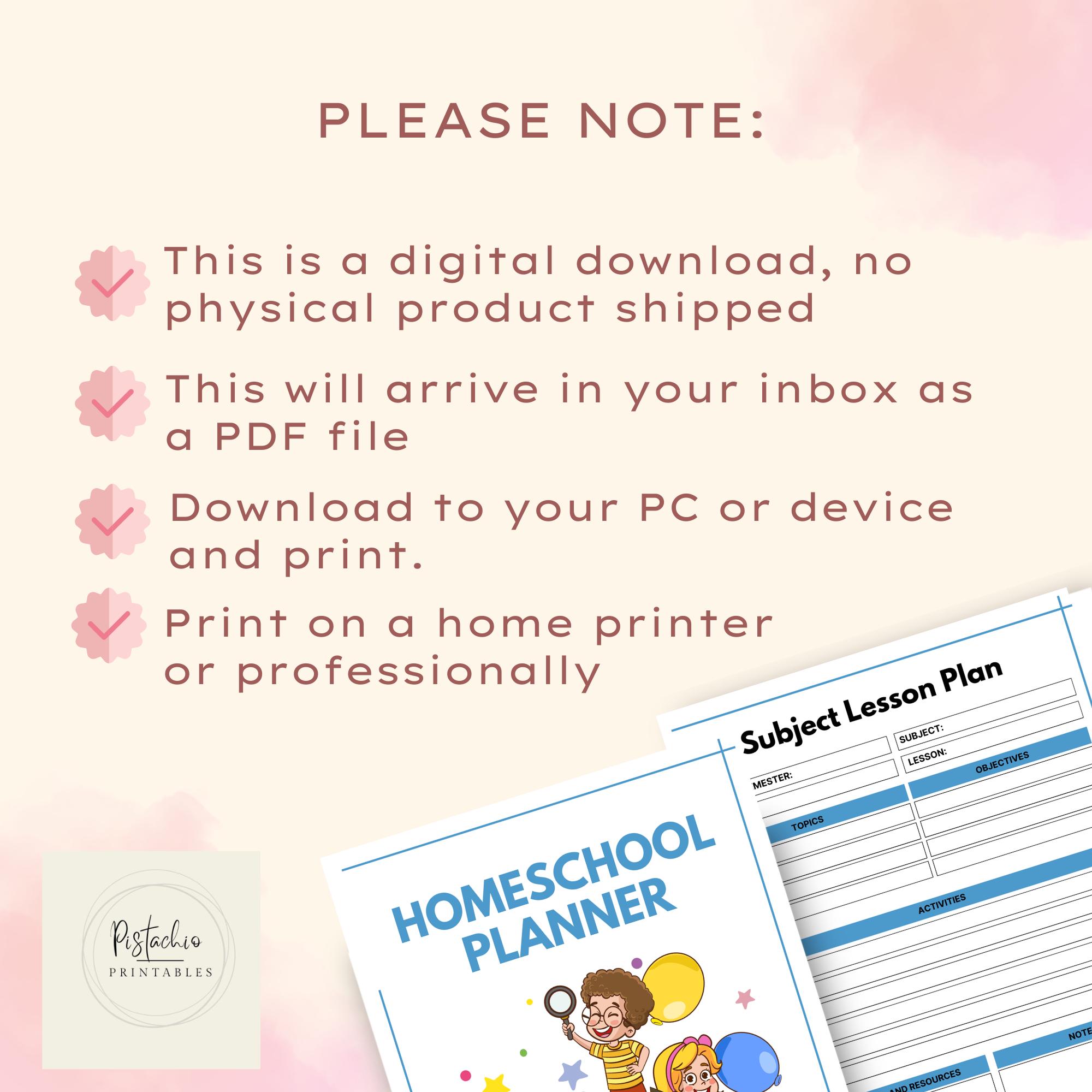 HOMESCHOOL PLANNER - Printable Homeschooling Planner - Instant Download ...