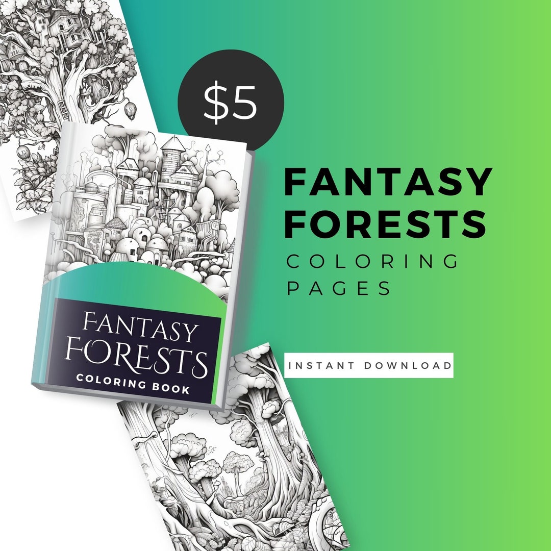 Fantasy Forests Colouring Pages - 25 Page Coloring Book - Etsy