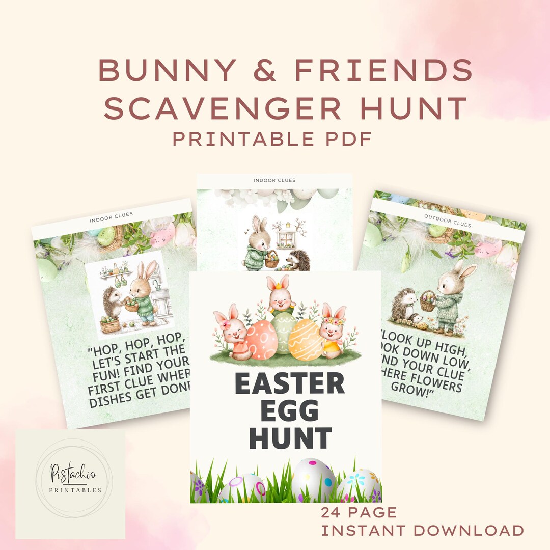 EASTER - Bunny & Friends Scavenger Hunt - Family Fun Game - Instant ...
