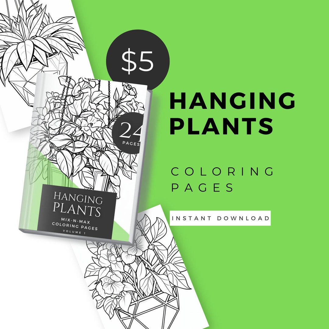Hanging Plants Colouring Pages 24 Page Coloring Book - Etsy