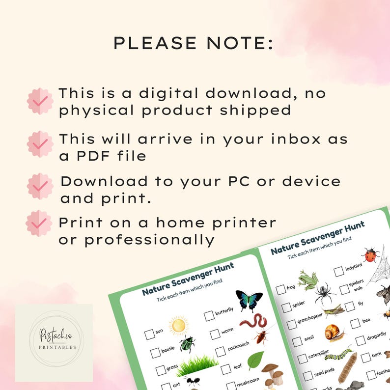 Kids Nature Scavenger Hunt – Printable Outdoor Activity (PDF) - Etsy